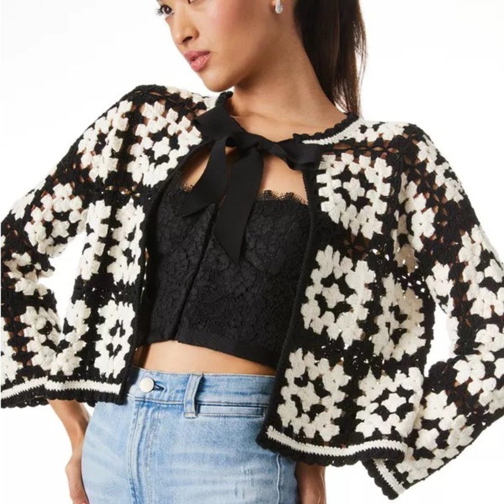 Alice + Olivia Anderson Cropped Boxy Cardigan With Bo… - Gem